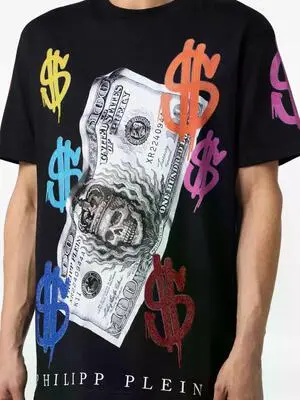 Philipp Plein Dollar-print Crystal-embellished T-shirt