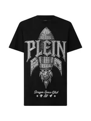 Philipp Plein Crystal-embellished Rocket-print T-shirt - Black