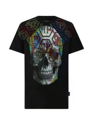 Philipp Plein Skull-print Crystal-embellished T-shirt - Black