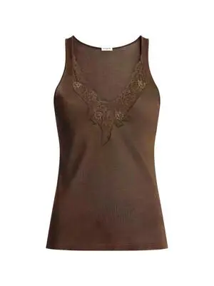 Balmain Knit Vest Top With Lace - Brown