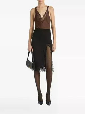 Balmain Knit Vest Top With Lace - Brown