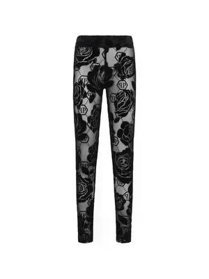 Philipp Plein Flock Flower-monogram Leggings