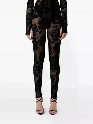 Philipp Plein Flock Flower-monogram Leggings