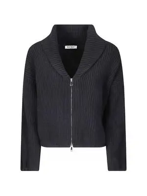 ELY ELY Bettie Ribbed-knit Zip-up Cardigan