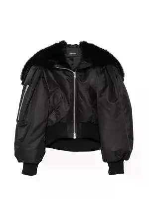 Simone Rocha Faux-fur Trim Hooded Bomber Jacket - Black