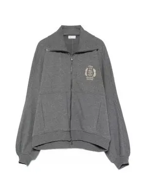 Brunello Cucinelli Logo-embroidered Zip-up Hoodie - Grey