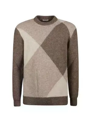 BALLANTYNE Argyle-intarsia Wool Sweater - Brown