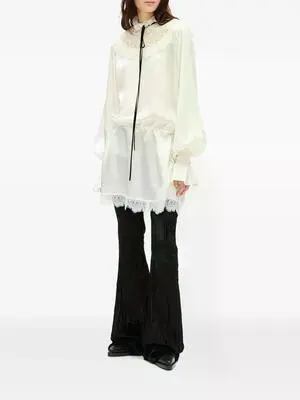 ANN DEMEULEMEESTER Silk Satin Lace-trim Ruffled Mini Dress