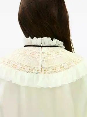 ANN DEMEULEMEESTER Silk Satin Lace-trim Ruffled Mini Dress