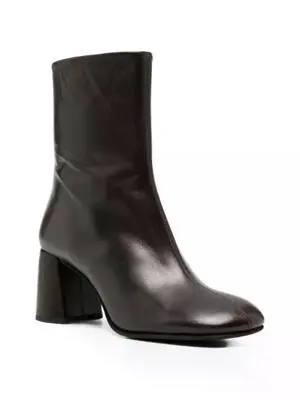 POEVE Square-toe Leather Ankle Boots