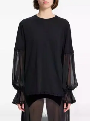 ANN DEMEULEMEESTER Lace-trim Cotton T-shirt - Black