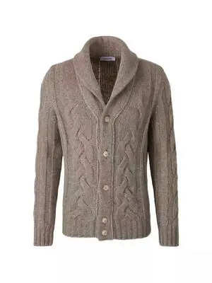 GRAN SASSO Cable-knit Shawl-collar Cardigan - Brown