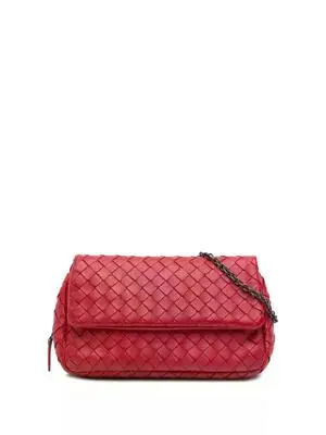 Bottega Veneta 2012-2026 Mini Nappa Intrecciato Expandable Chain Flap Crossbody Bag - Red