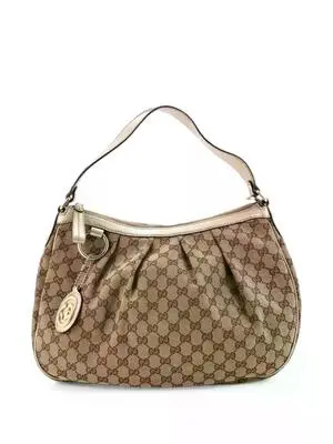 Gucci Sukey Gg Canvas Leather Medium Hobo Bag