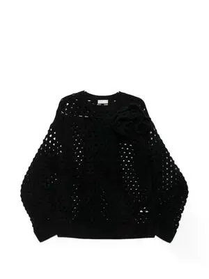 Blumarine Crochet-knit Floral-appliqué Sweater