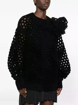 Blumarine Crochet-knit Floral-appliqué Sweater