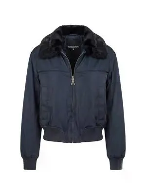 Patrizia Pepe Faux-fur Collar Bomber Jacket - Blue