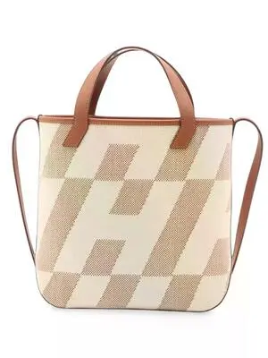 Hermès 2021 Toile And Swift Cabas H En Biais 27 Satchel - Neutrals