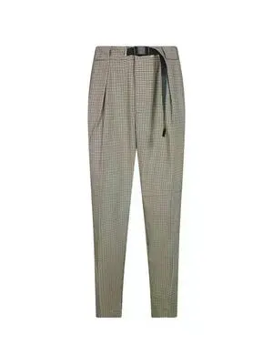 WHITE SAND Check-pattern Pleated Trousers
