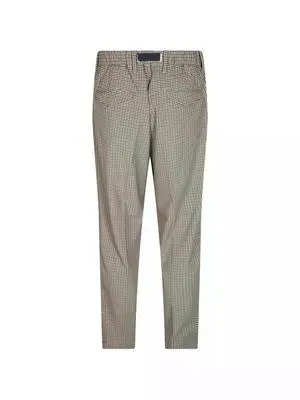 WHITE SAND Check-pattern Pleated Trousers