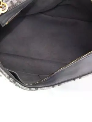 Fendi O'lock Zip Shoulder Bag Zucca Chenille Hobo Bag - Grey