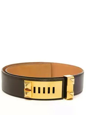 Hermès 1997 Box Calf Collier De Chien 70 Belt - Brown