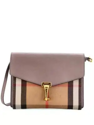 Burberry Macken Leather And House Check Canvas Cross Body Bag - Brown
