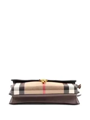 Burberry Macken Leather And House Check Canvas Cross Body Bag