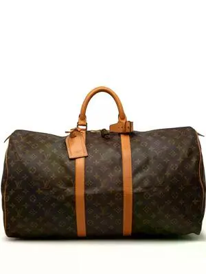 LOUIS VUITTON 1990 Monogram Keepall 55 Travel Bag - Brown