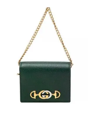 Gucci 2000-2015 Grained Calfskin Zumi Wallet On Chain Clutch Bag Green