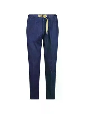 WHITE SAND Belted Straight Trouser - Blue
