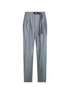 WHITE SAND Belted Pleated Trousers - Grey