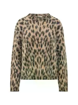 LANEUS Animal Print Boxy-fit Sweater