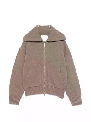 VANISE Zip-up Knit Sweater - Brown