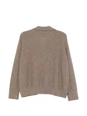 Antonelli Firenze Normandia Sequin-embellished Polo-collar Sweater - Brown
