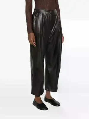 Dixie Pleated Faux-leather Trousers