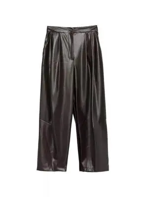 Dixie Pleated Faux-leather Trousers
