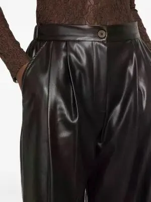 Dixie Pleated Faux-leather Trousers