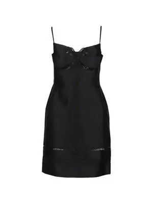 SHUSHU/TONG Lace-trimmed Satin Mini Dress - Black