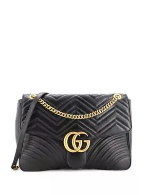 Gucci Gg Marmont Flap Bag Matelasse Leather Large Shoulder Bag