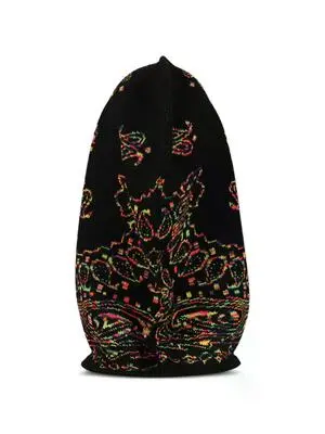 JUN/NAKAYAMA Paisley-print Drawstring Balaclava - Black