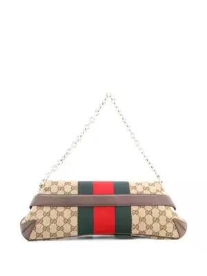 Gucci Horsebit Nm Web Chain Clutch Gg Canvas Medium Shoulder Bag