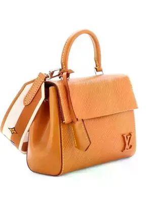 LOUIS VUITTON Cluny Top Handle Bag Epi Leather Mini Satchel - Brown