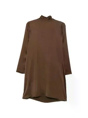 Dixie Bow-detail High-neck Mini Dress - Brown