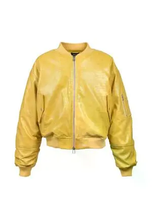 BREATH Zip-up Croc-effect Bomber Jacket - Yellow