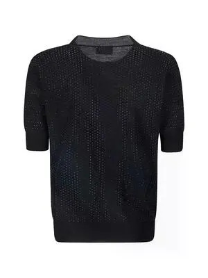 P.a.r.o.s.h Rhinestone-embellished Wool T-shirt - Black