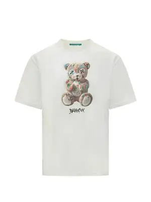 BARROW Teddy-bear Print Jersey T-shirt - White
