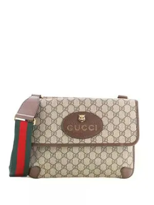 Gucci Neo Vintage Flap Messenger Gg Coated Canvas Medium Crossbody Bag - Brown