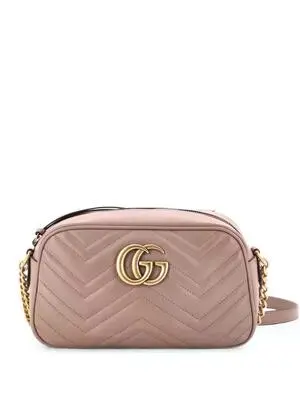 Gucci Gg Marmont Shoulder Bag Matelasse Leather Small Crossbody Bag - Neutrals