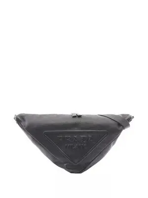 Prada 2013-2026 Vitello Daino Triangle Crossbody Bag - Black